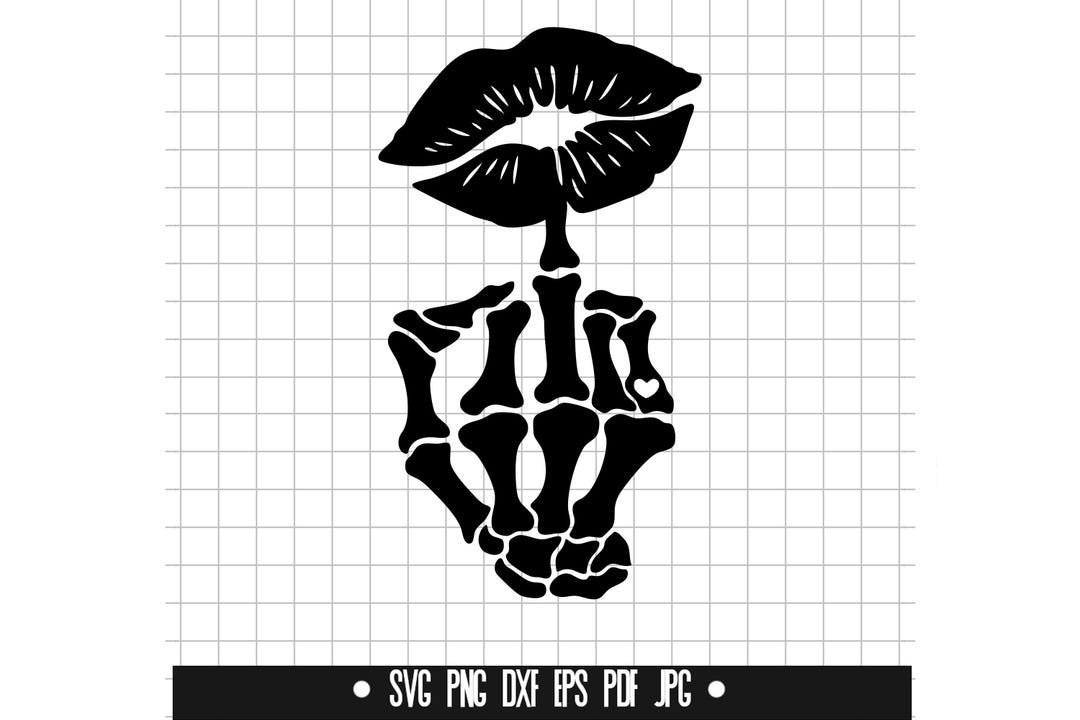 Skeleton Hand Lips SVG, Skeleton Hand DXF, Lips PNG, Cut File, Clipart ...