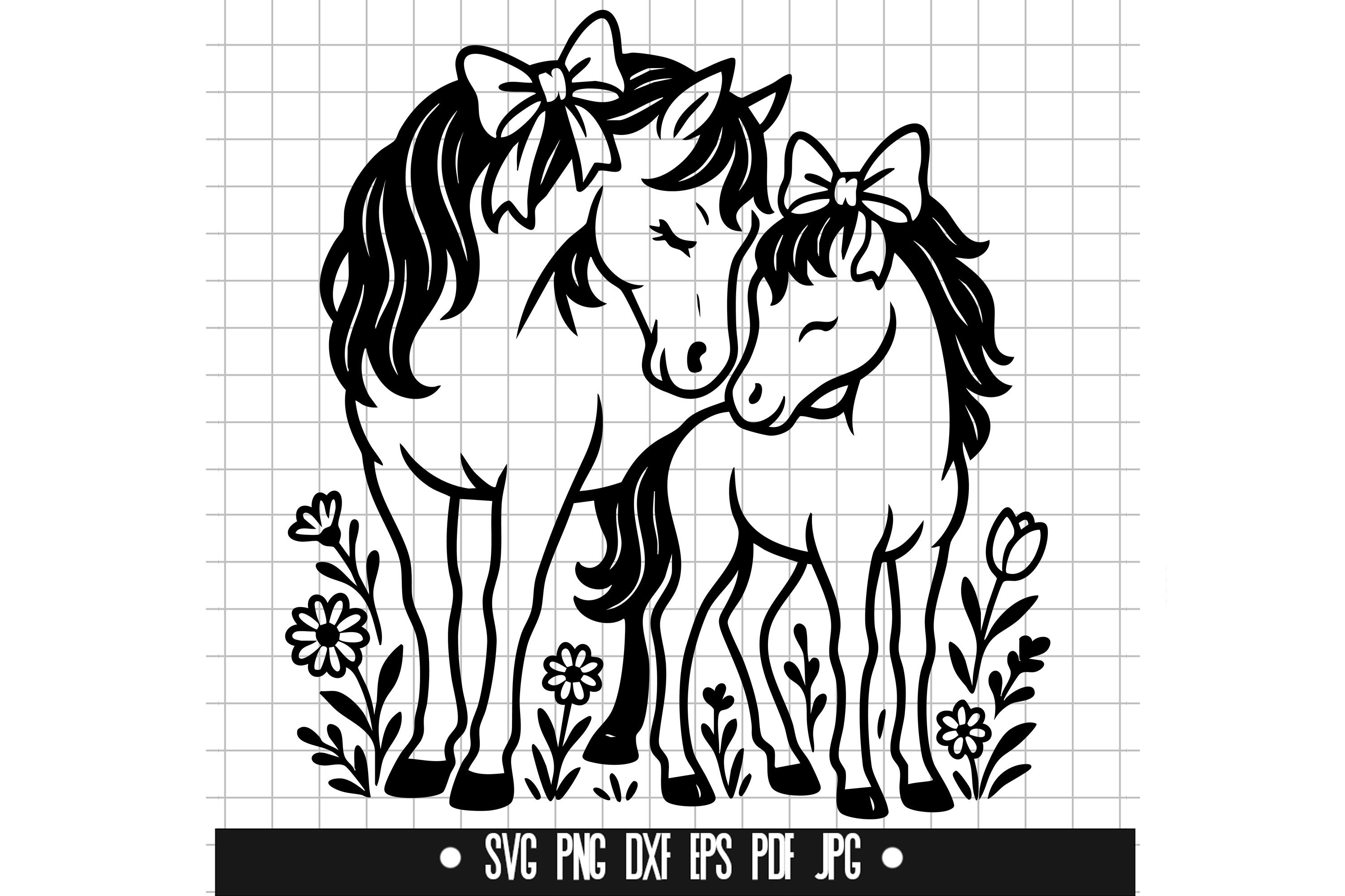 Mother Baby Horse Svg, Horse Family Svg, Pony Svg, Farm Animal Svg ...