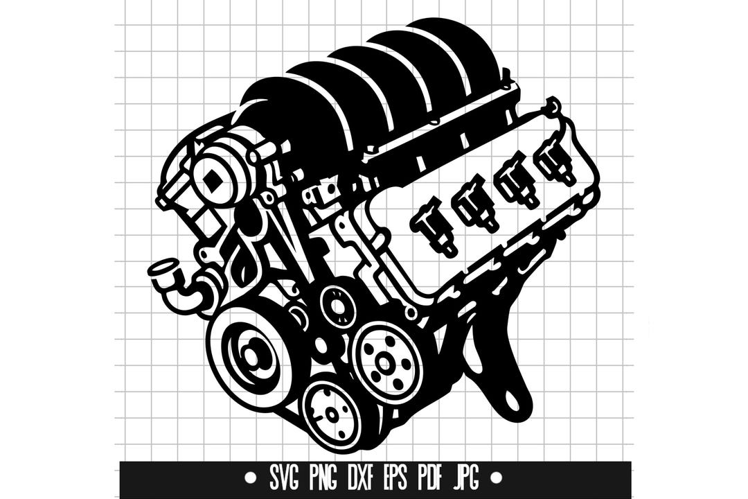 Engine SVG, Car Motor DXF, Car Engine PNG, Engine Cut File, Clipart ...