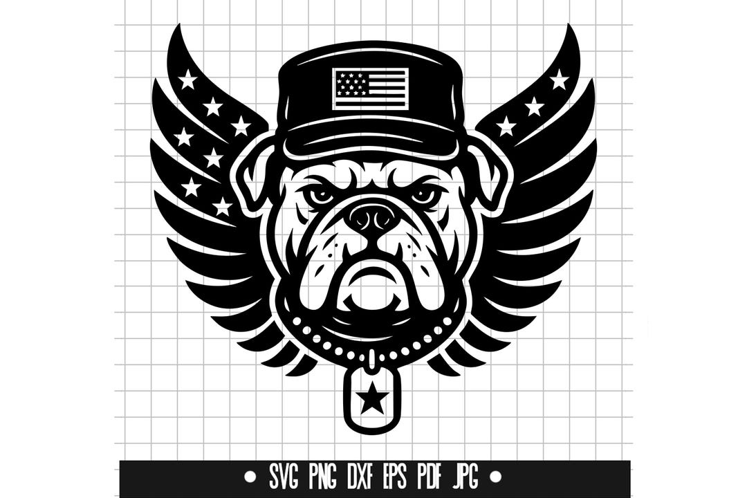 Bulldog Svg, Military Dog Svg, American Flag Hat Svg, Winged Dog Svg ...