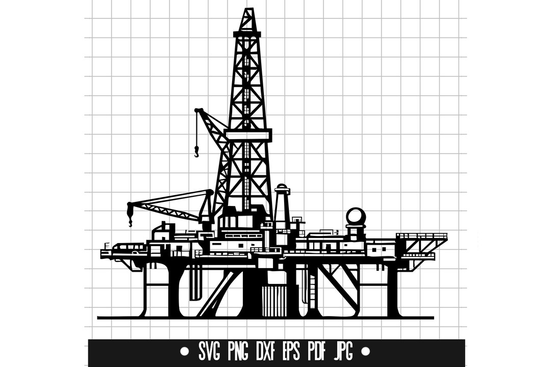 Oil Rig Svg, Oil Platform Svg, Offshore Rig Svg, Oil Rig Cut File, Oil ...
