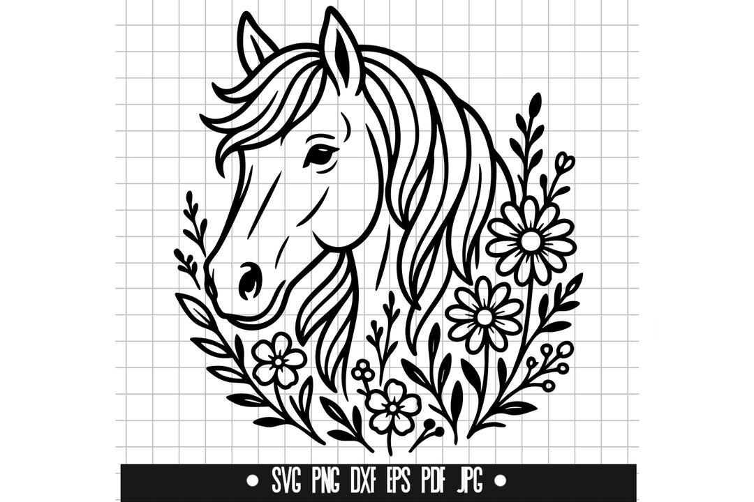Horse Svg, Floral Horse Svg, Flower Horse Svg, Western Horse Svg ...