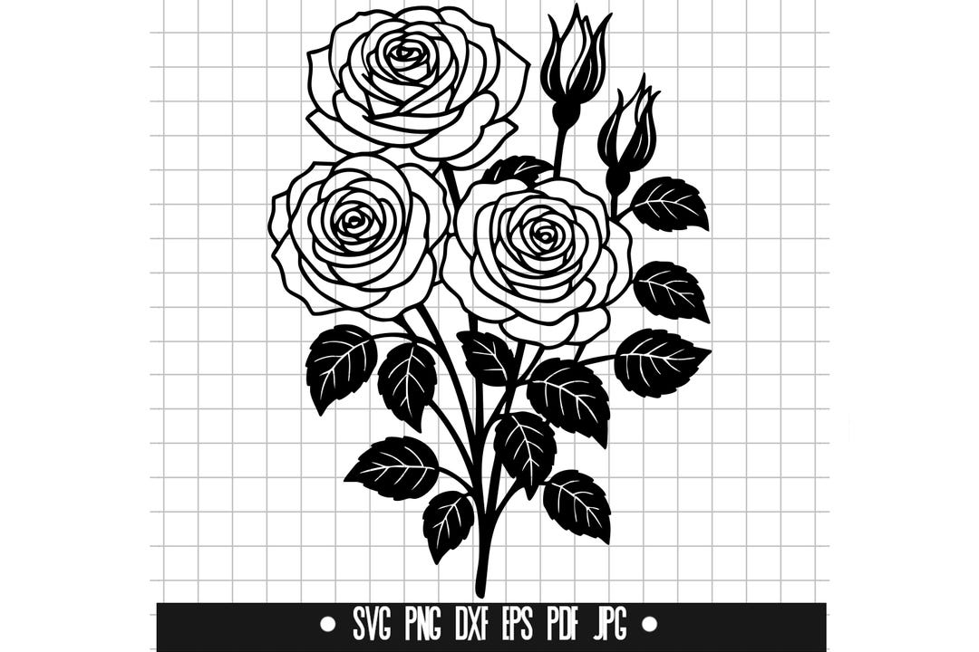 Rose Bouquet Svg, Three Roses Svg, Flower Svg, Floral Svg File, Rose ...