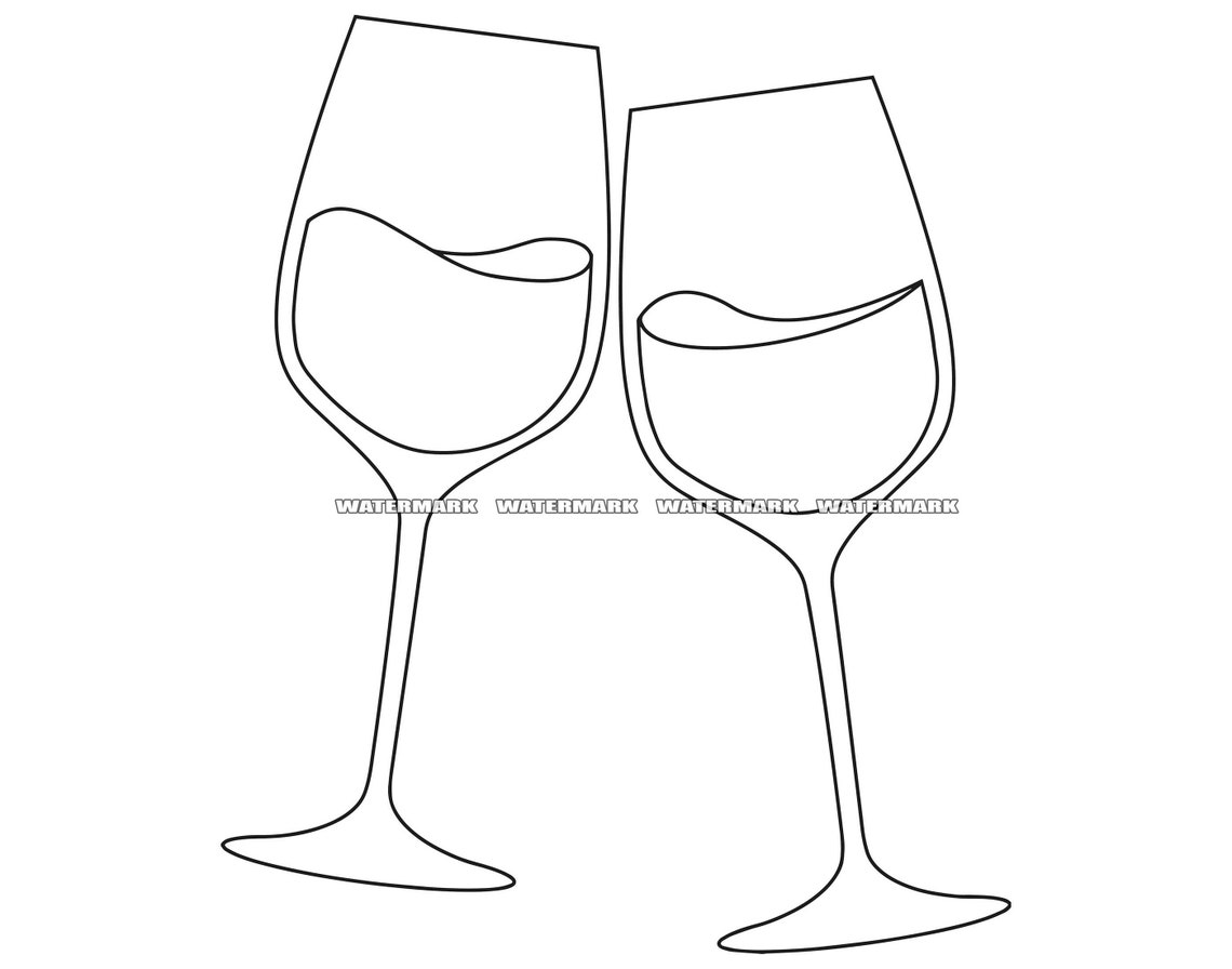 Wine Glasses Svg Wine Glasses Cut File Wine Glasses Dxf Etsy
