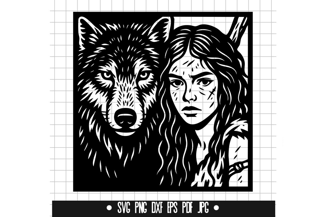 Lobo SVG, Chica y Lobo DXF, Archivo PNG, Archivo SVG, Clipart, Chica ...