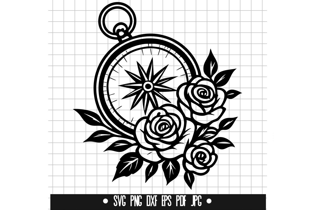 Compass and Roses SVG, Compass and Roses DXF, Compass and Roses PNG ...
