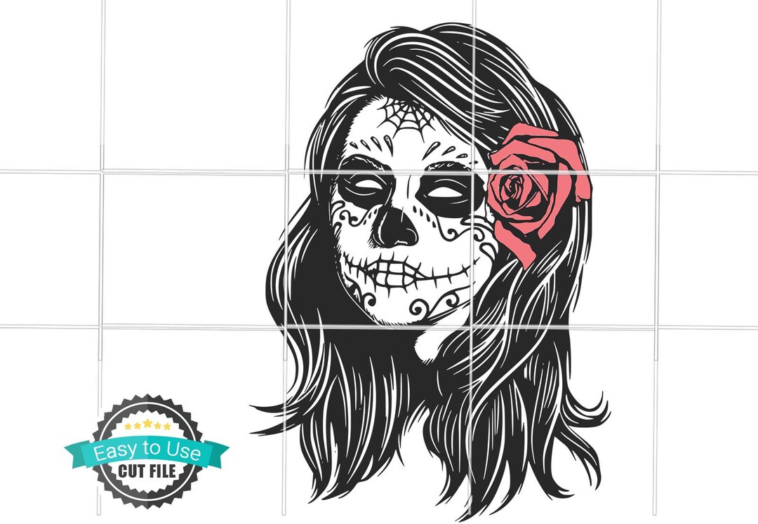Girl Skull SVG Sugar Skull SVG Cut File and Clipart for - Etsy