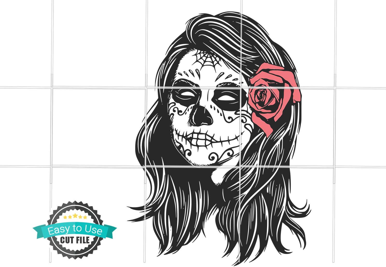 Girl Skull SVG Sugar Skull SVG Cut File and Clipart for - Etsy