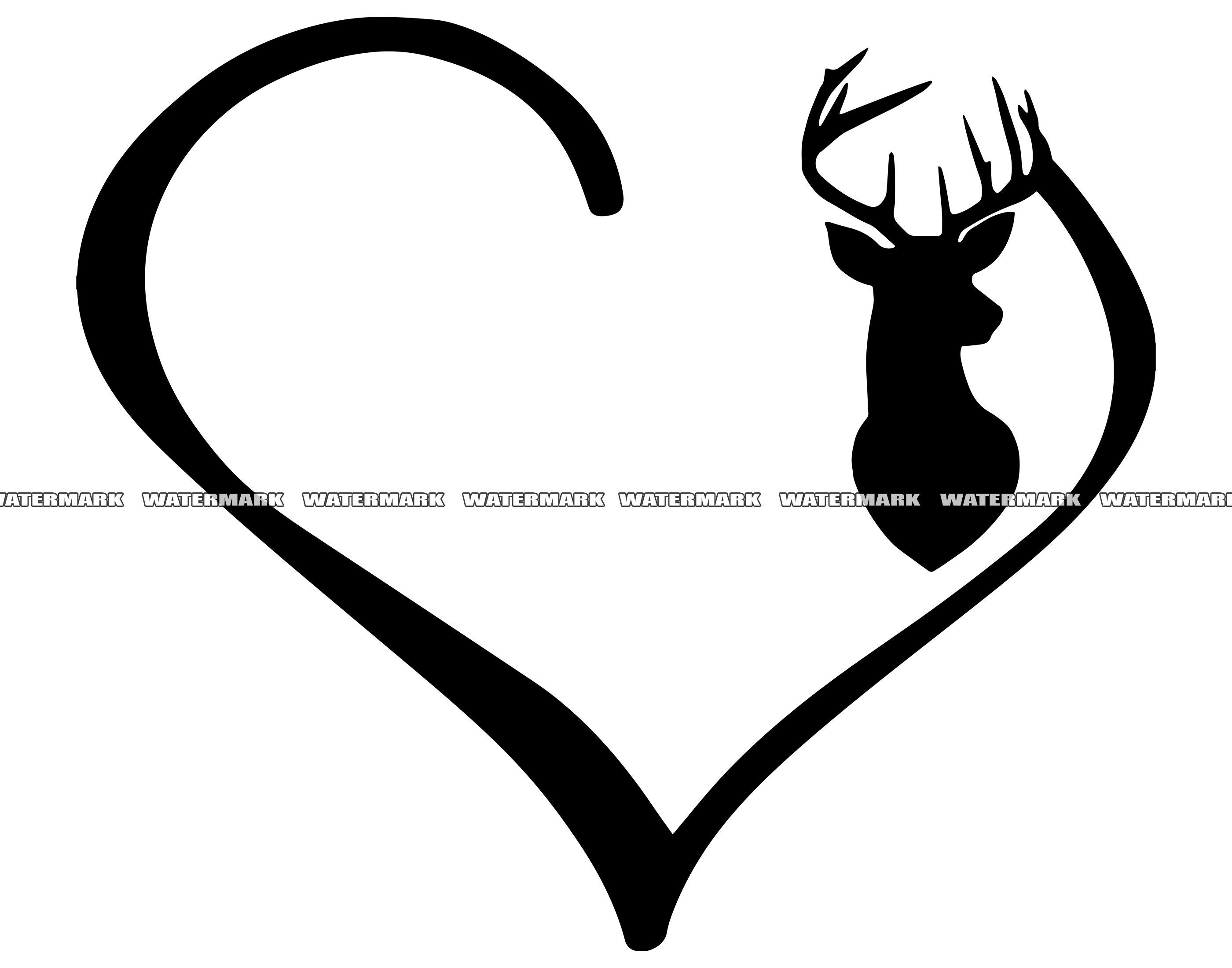 Heart With Deer SVG 1 Antler Wild Hunting Hunter Animal - Etsy