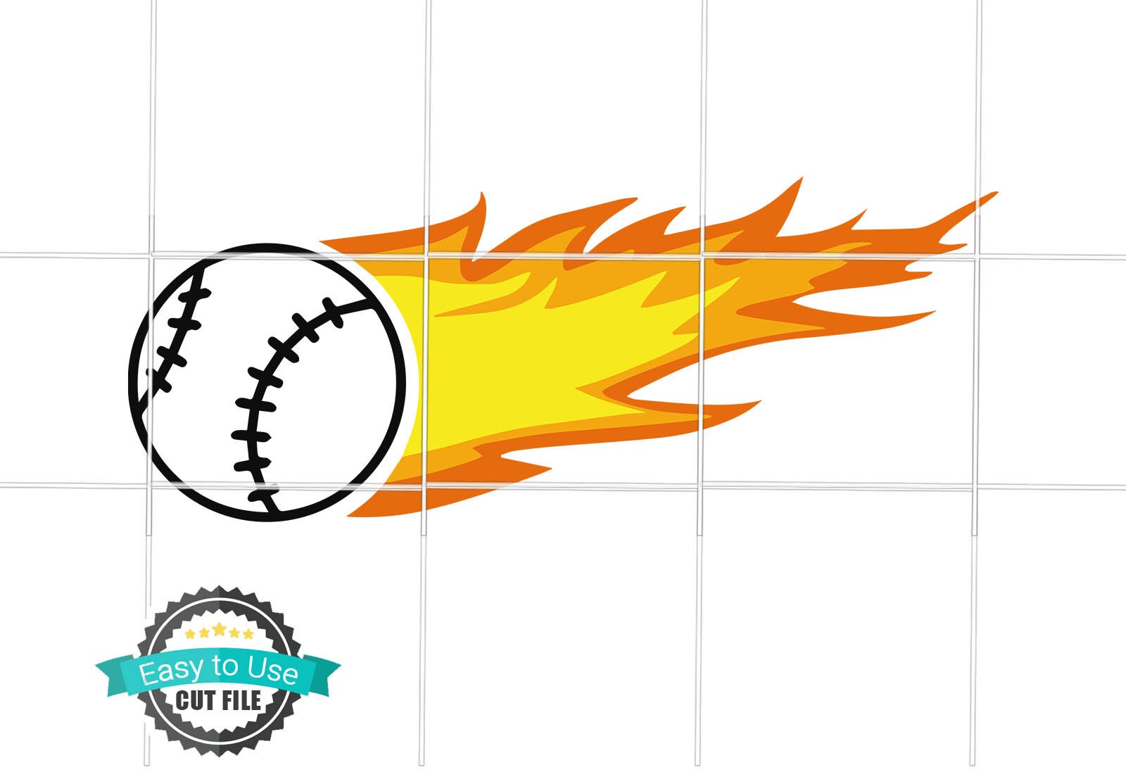 Flaming Baseball Ball SVG Cut File and Clipart for Cricut and | Etsy