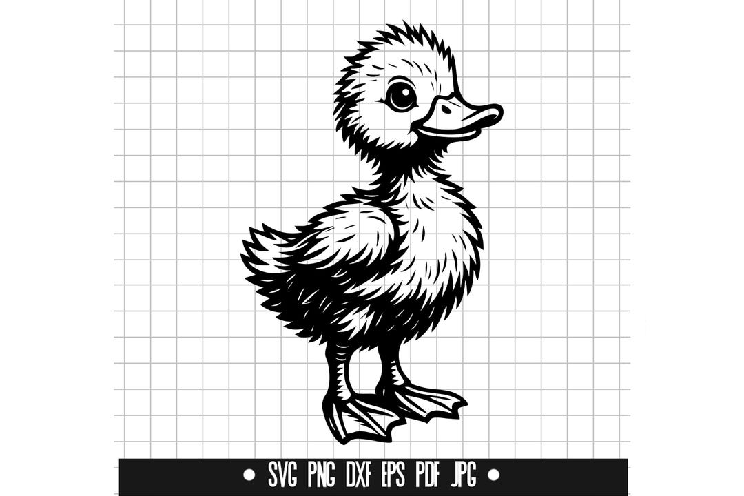 Duckling SVG, Baby Duck DXF, Fluffy Bird PNG, Animal Silhouette Clipart ...