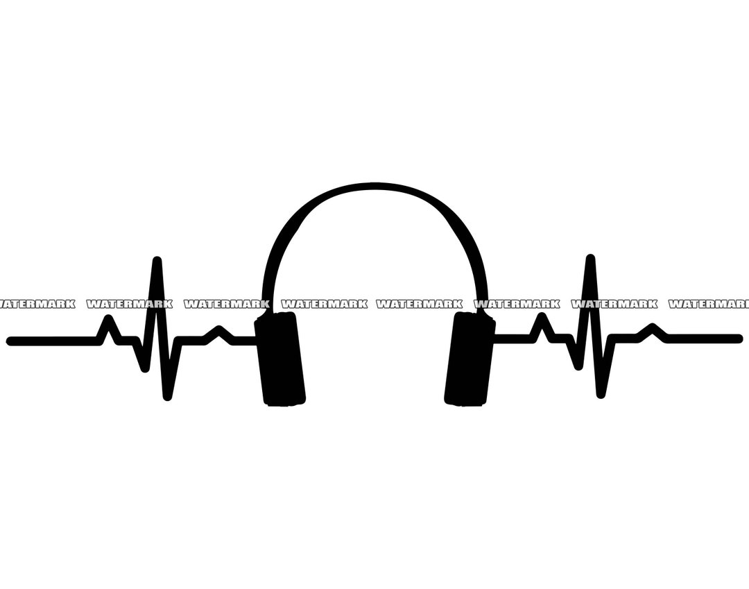 Headphone SVG Heartbeat Ekg Lover Cut File DXF PNG Clipart Silhouette ...