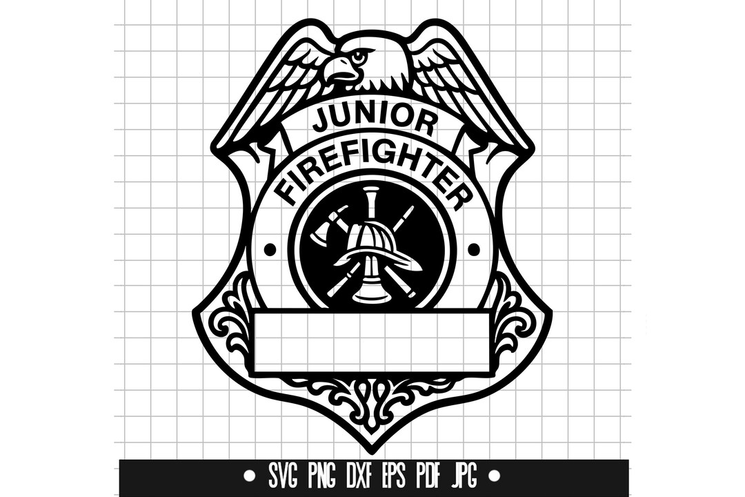 Junior Firefighter Badge SVG, Firefighter DXF, Fire Helmet PNG, Clipart ...