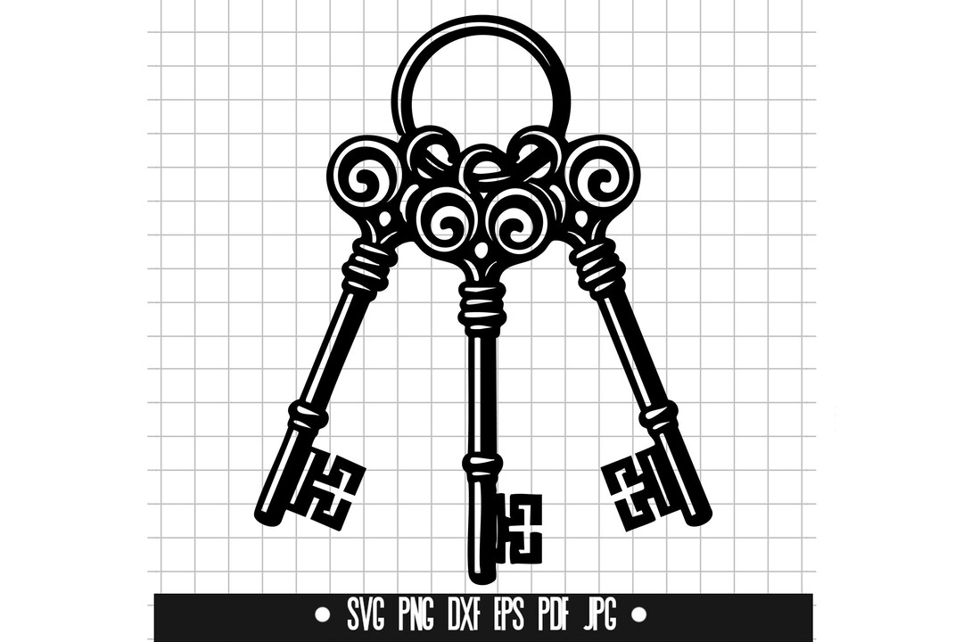 Vintage Keys SVG, Key Ring DXF, Antique Keys PNG, Key Cut File, Clipart ...