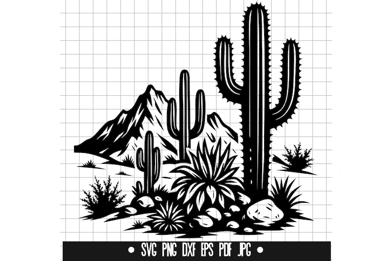 Cactus Svg, Desert Svg, Western Svg, Landscape Svg, Mountain Svg ...