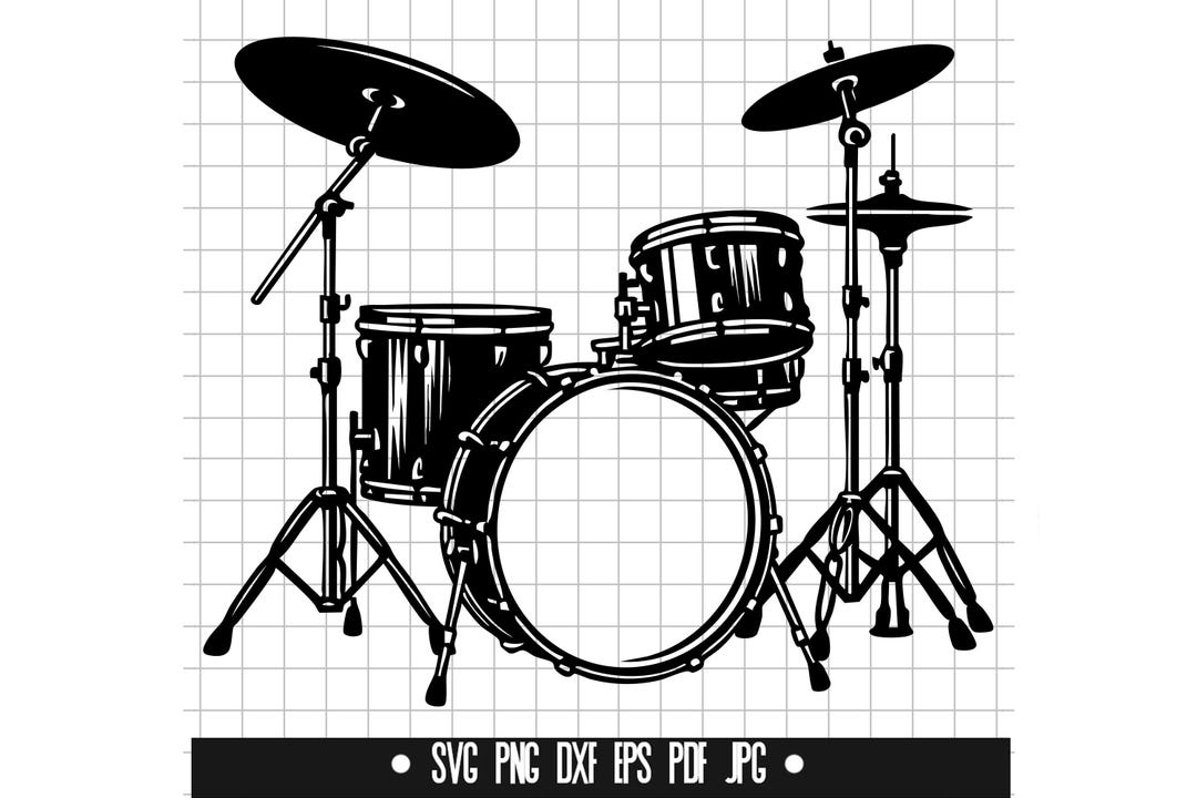 Drum Set SVG, Drum Kit DXF, Drum PNG, Drum Cut File, Clipart, Digital ...