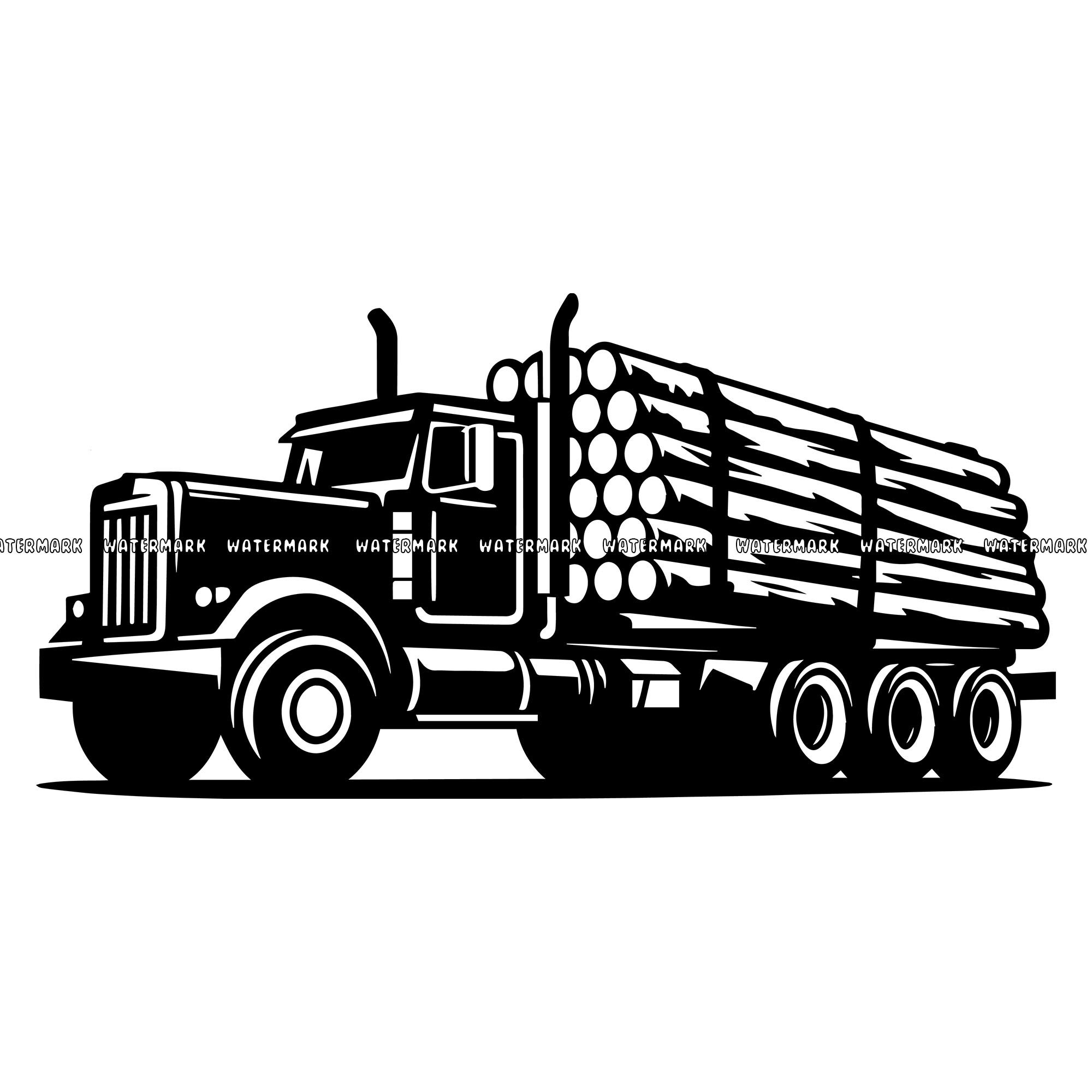 Log Truck SVG, Log Truck DXF, Log Truck PNG, Log Truck Cut File, Log ...