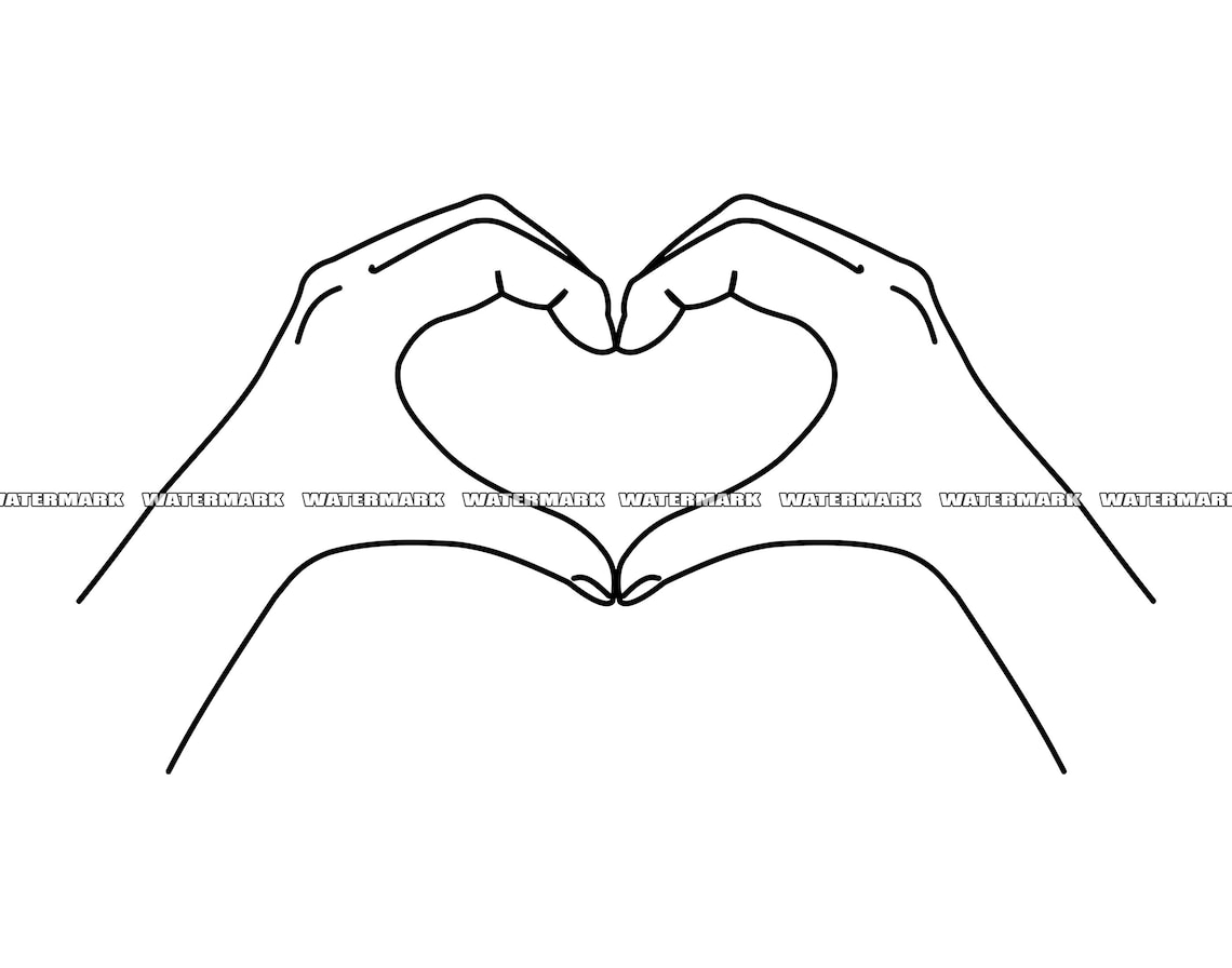 Hand Heart SVG Hand Heart Cut File Hand Heart DXF Hand - Etsy
