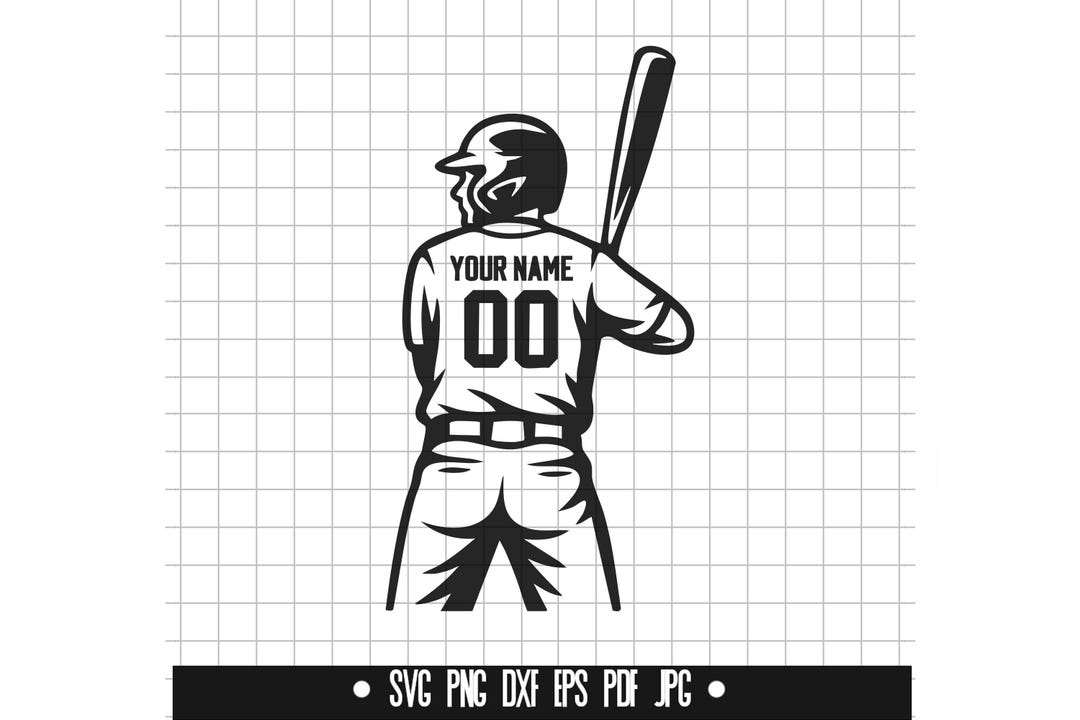 Baseball Player SVG, Custom Jersey DXF, Sports PNG, Baseball Cut File ...