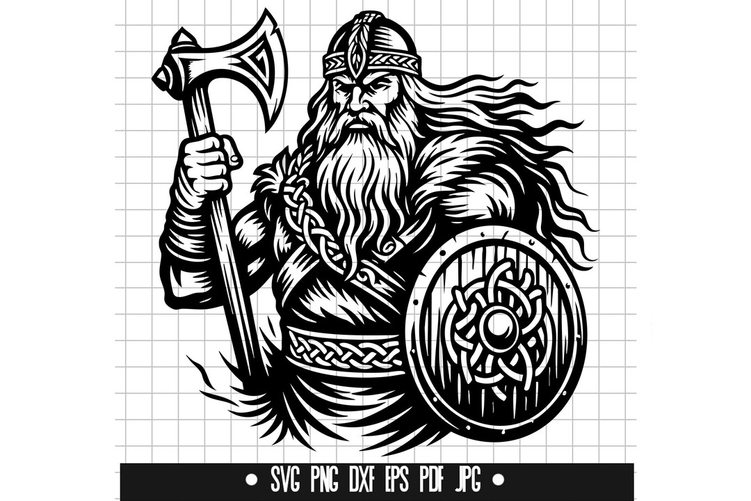 Viking Warrior SVG, Norse Man PNG, Axe Shield Cut File, Viking Clipart ...
