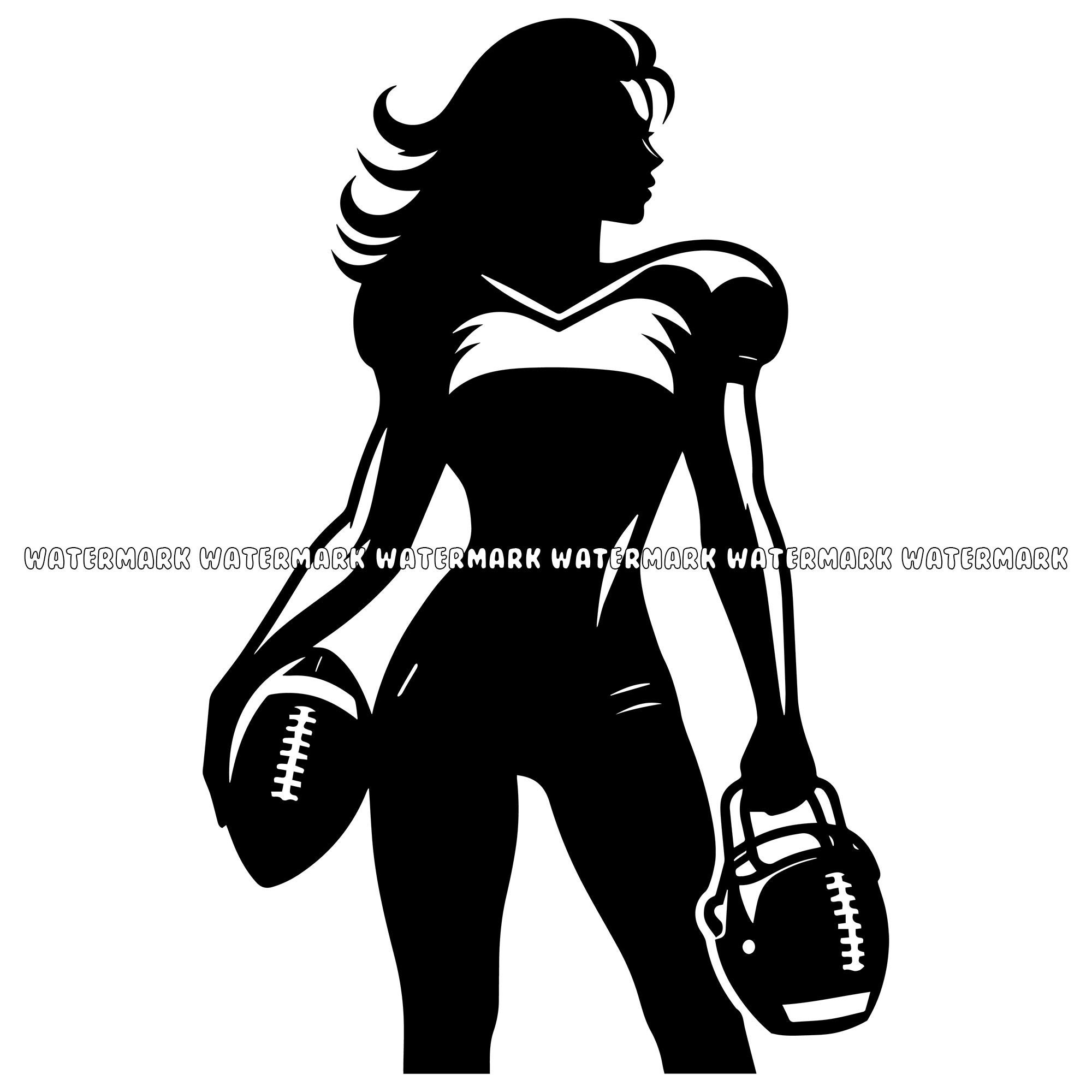 American Football Player Woman SVG DXF PNG Cut File Clipart Digital ...