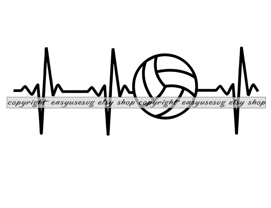 Volleyball Ball Heartbeat EKG Pulse SVG DXF Png Clipart Silhouette Cut ...