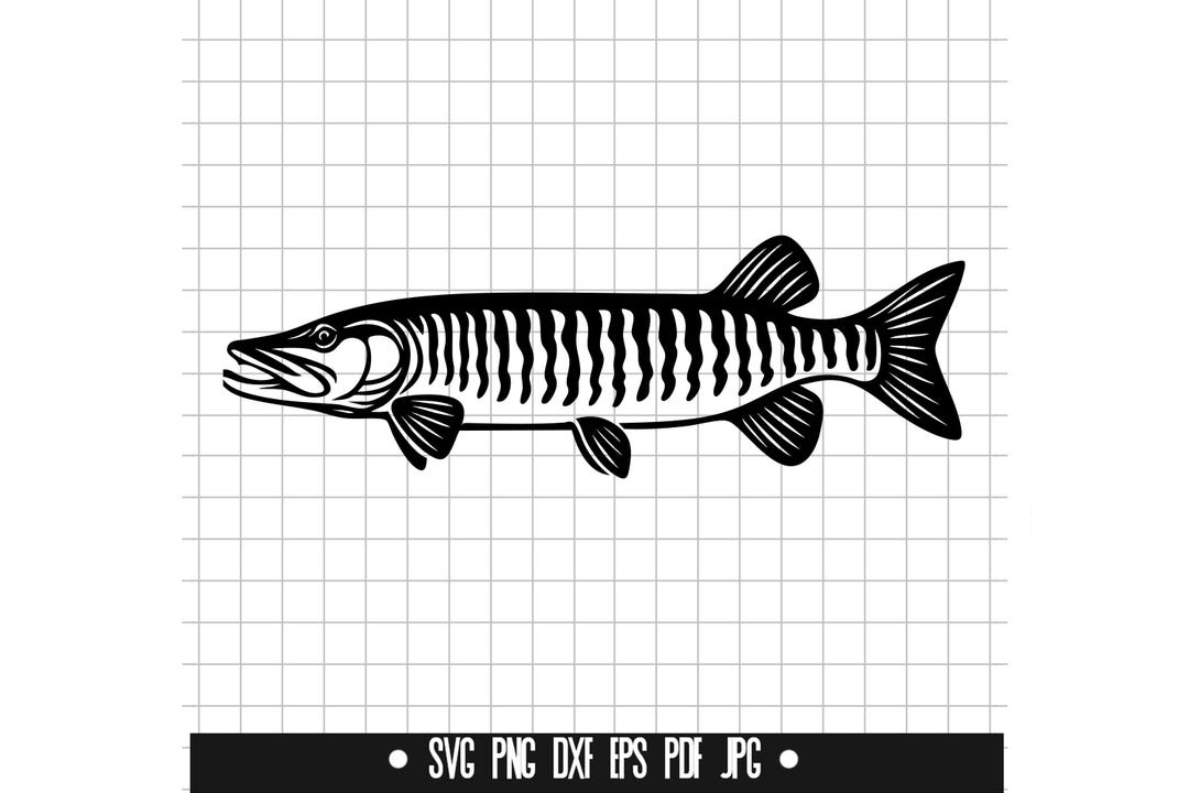 Muskellunge SVG, Muskie DXF, Muskie PNG, Muskie Cut File, Clipart ...