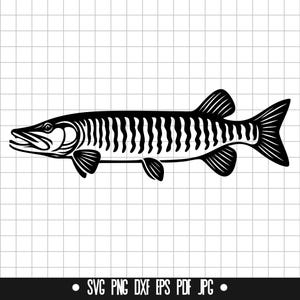 Muskellunge SVG, Muskie DXF, Muskie PNG, Muskie Cut File, Clipart ...