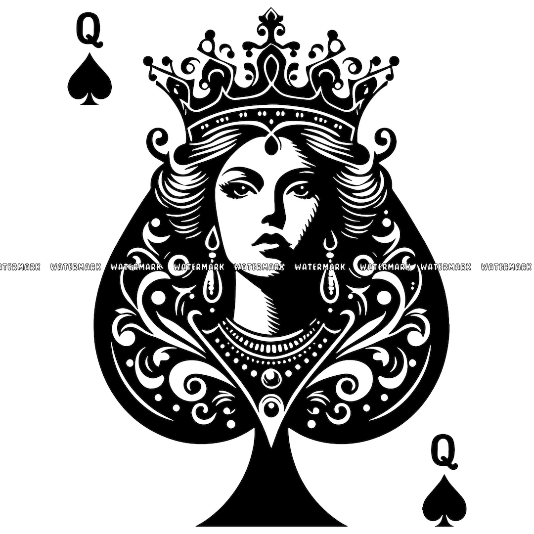 Queen of Spades SVG, Queen of Spades DXF, Queen of Spades PNG, Cut File ...