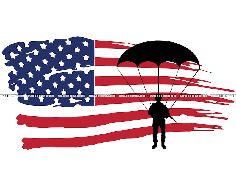 Paratrooper With American Flag SVG 1 Parachute Jumping Sports America ...