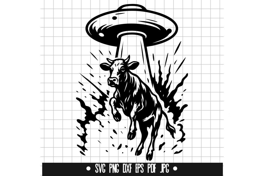 UFO Cow SVG, Alien Abduction PNG, Space Cow Dxf, Funny Alien Clipart ...