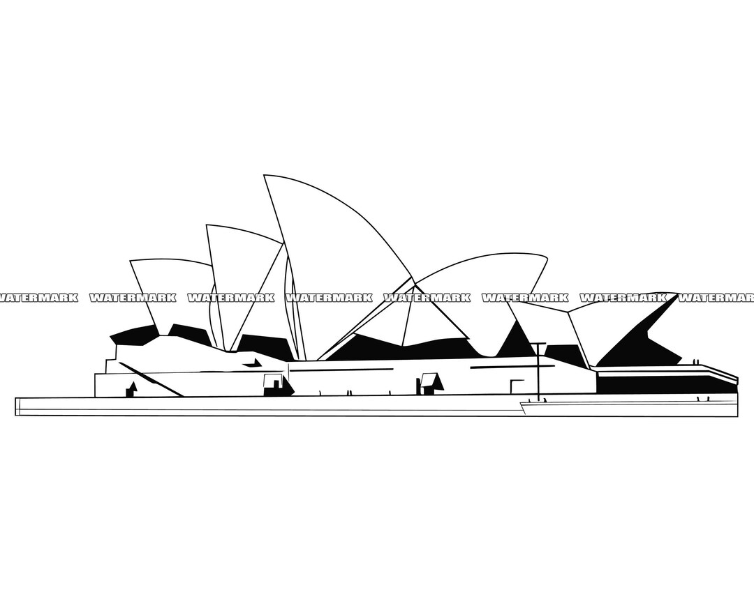 Sydney Opera House SVG Cut File DXF PNG Clipart Silhouette - Etsy Canada