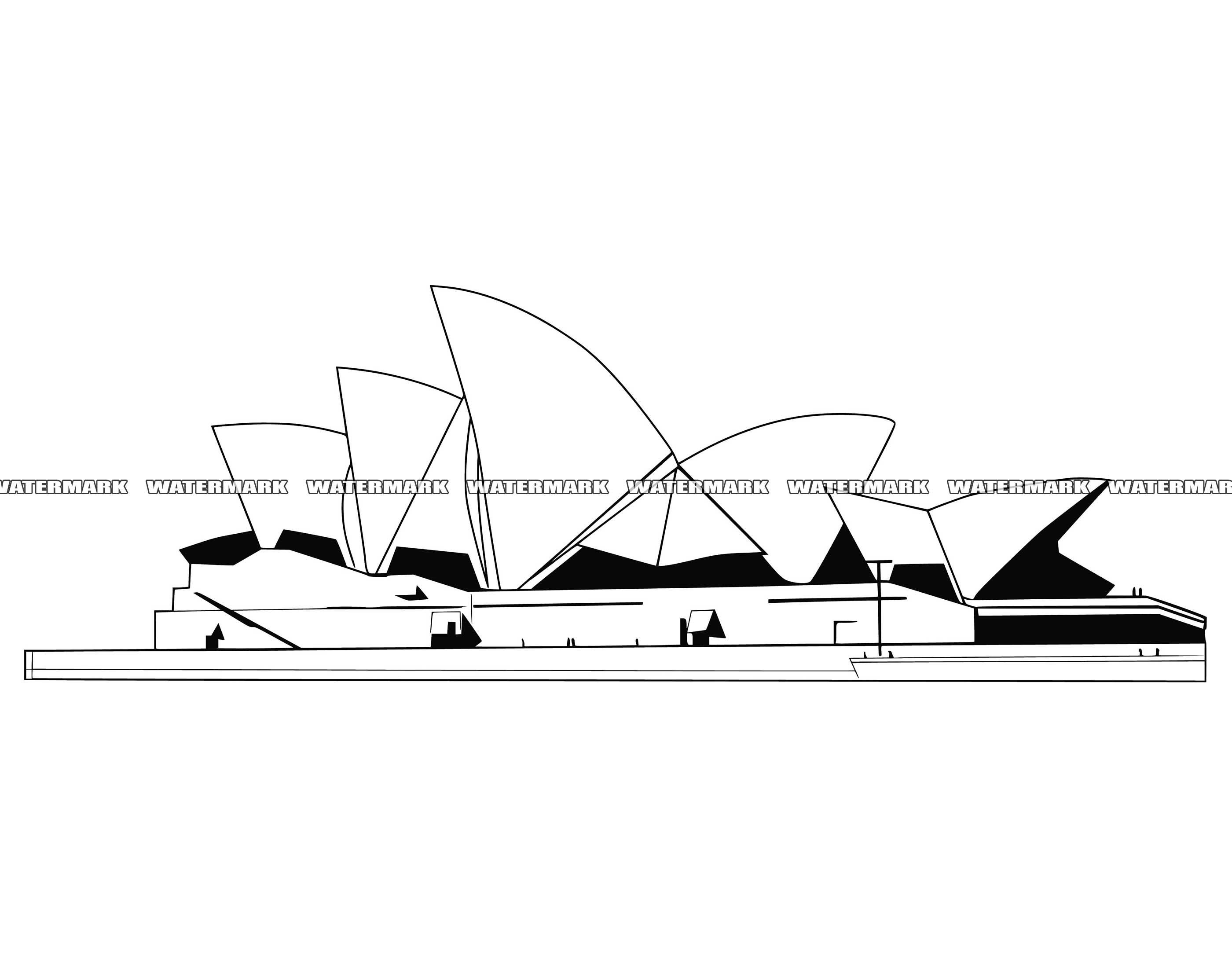 Sydney Opera House SVG Cut File DXF PNG Clipart Silhouette - Etsy Ireland