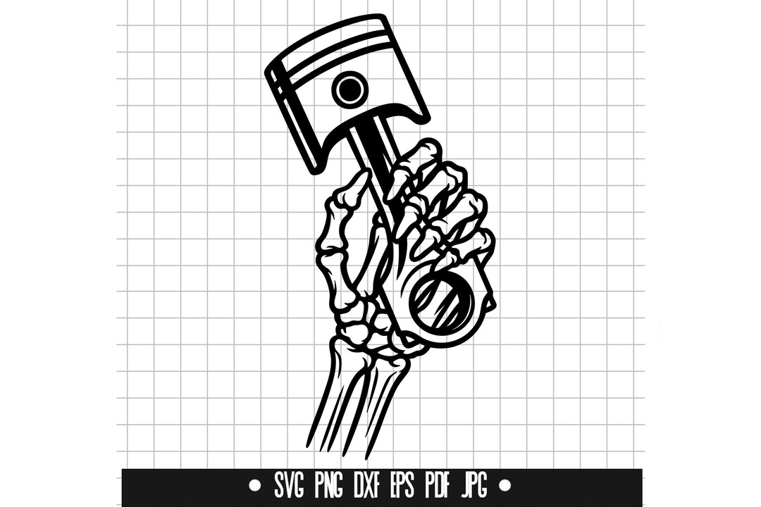 Skeleton Hand Holding Piston SVG, Piston Clipart, Skull Hand DXF ...