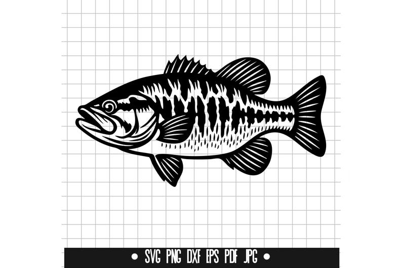 Smallmouth Bass SVG, Bass DXF, Bass PNG, Bass Cut File, Clipart ...