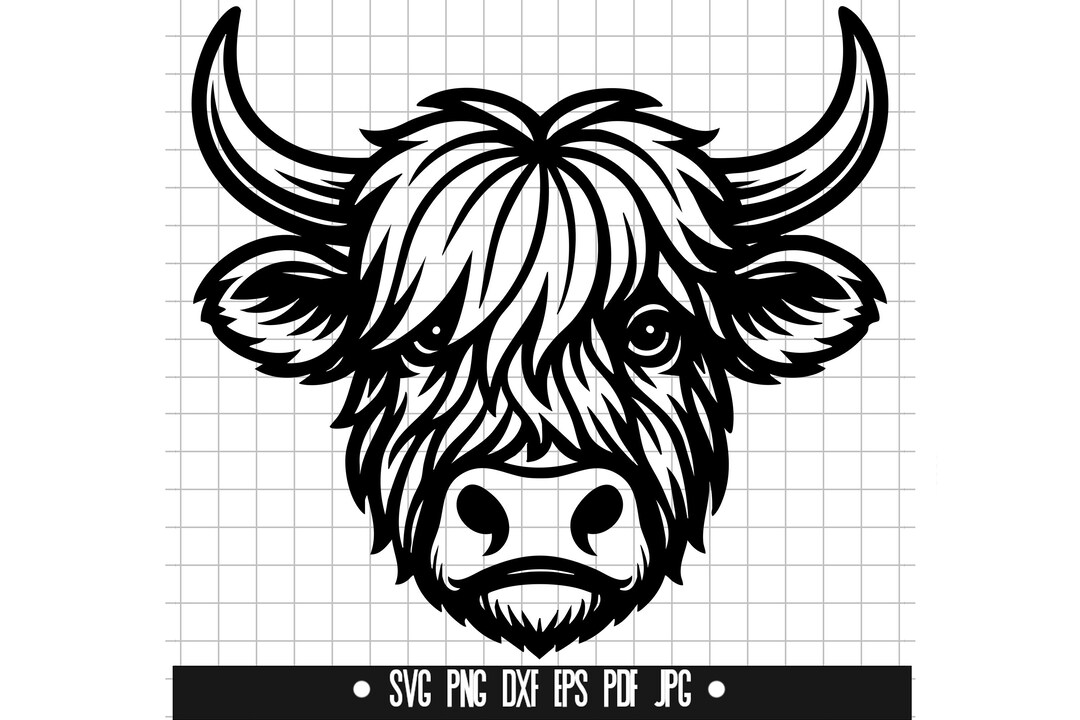 Highland Cow Svg, Cow Head Svg, Farm Animal Svg, Scottish Cow Svg ...