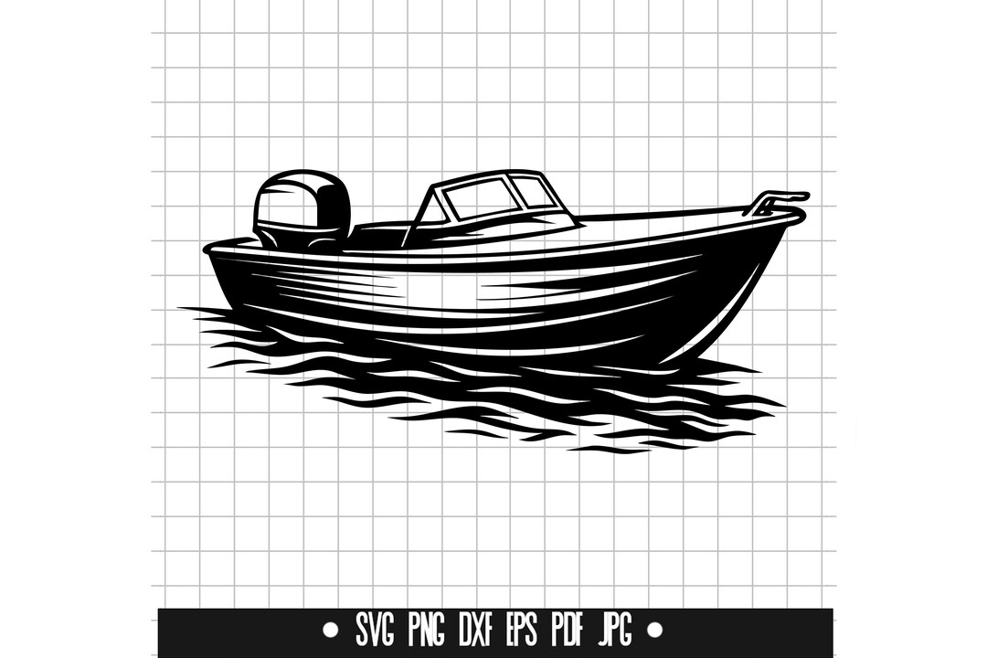 Fishing Boat Svg, Small Boat Svg, River Boat Svg, Boat With Motor Svg ...