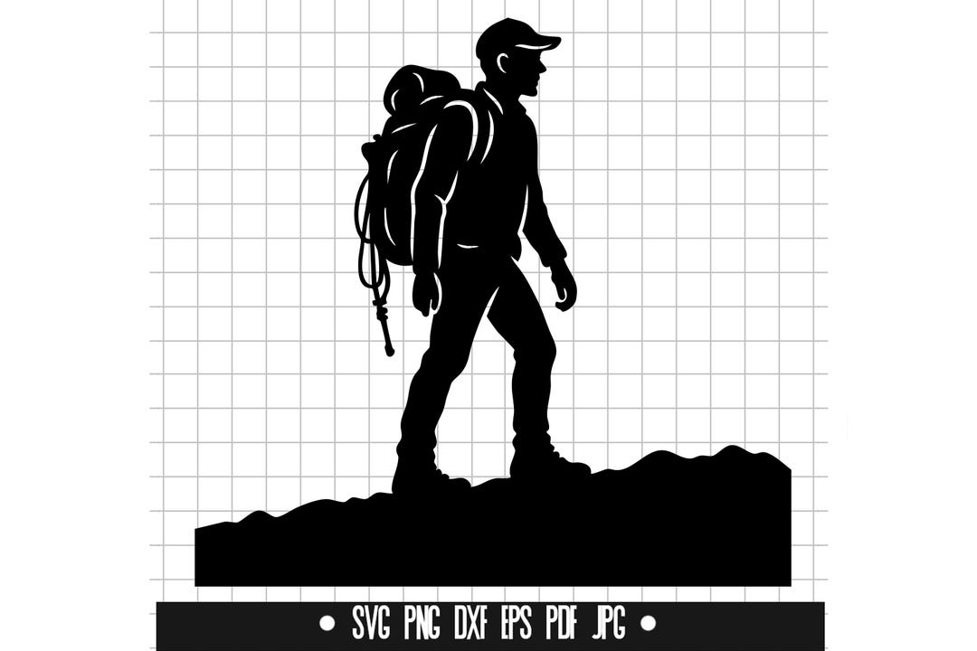 Hiker SVG, Hiking Man PNG, Backpacker Silhouette DXF, Cut File, Outdoor ...