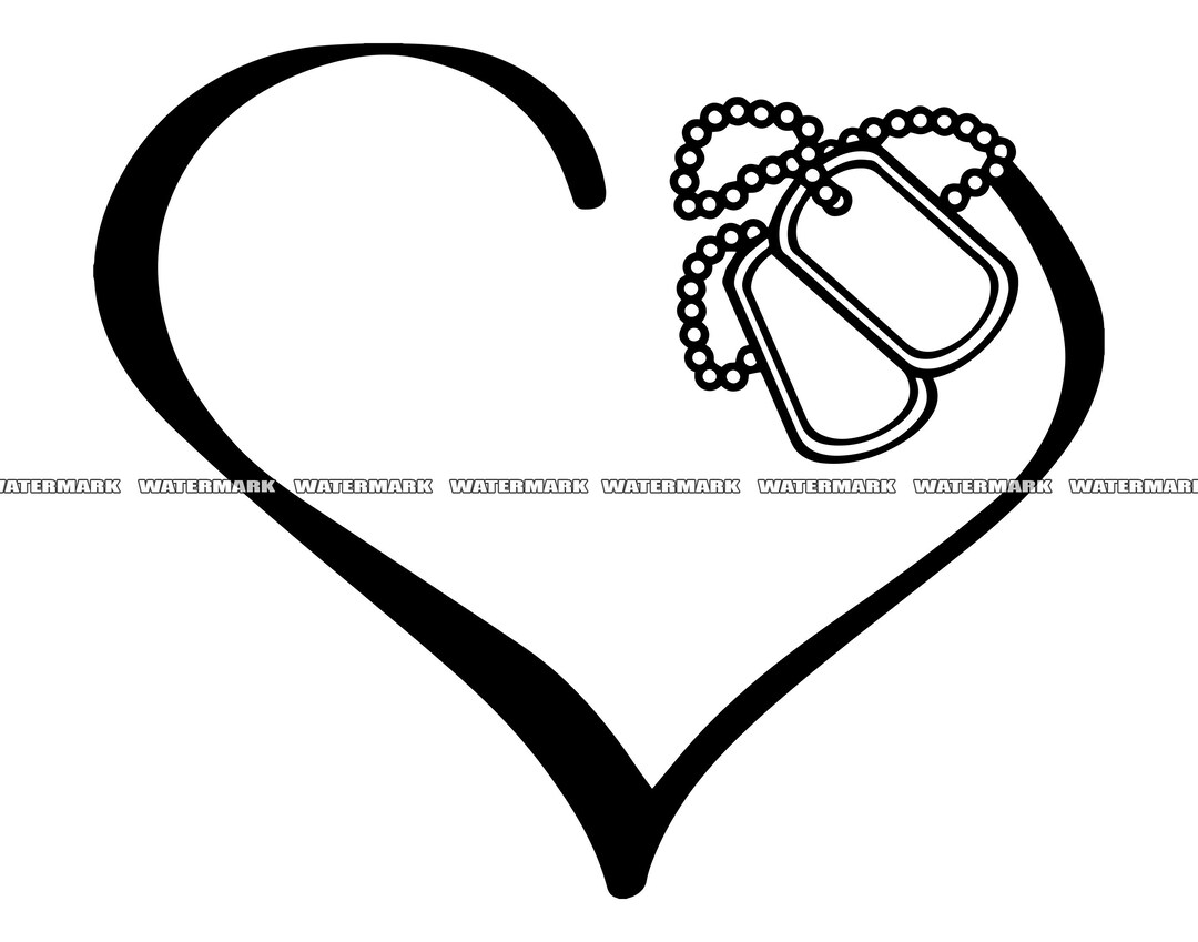 Heart With Dog Tags SVG #1 Pet Animal Breed Strap Necklace Collet ...