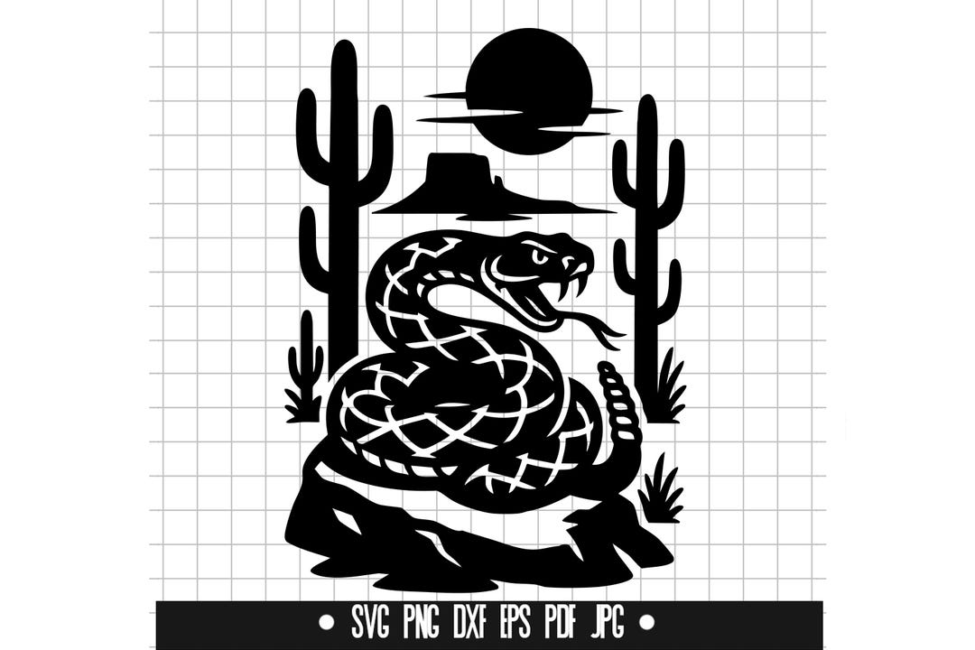 Rattlesnake Svg, Desert Snake Svg, Snake Svg, Western Svg, Cactus Svg ...