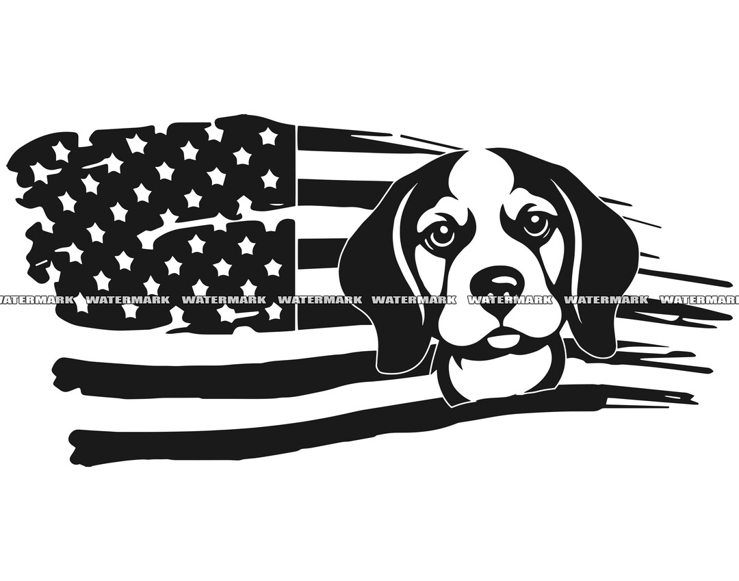 Beagle With American Flag SVG 2 Dog Breed Pet America Military Army ...