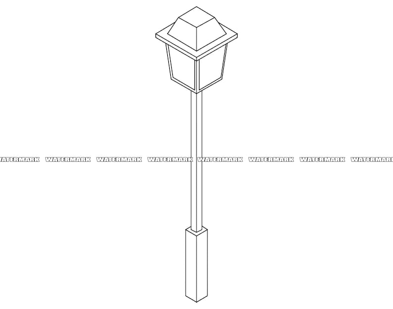 Street Lamp Outline SVG Cut File DXF PNG Clipart - Etsy