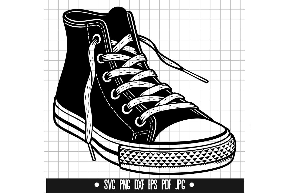 Sneaker Svg, High Top Shoe Svg, Shoe Svg, Converse Svg, Streetwear Svg ...
