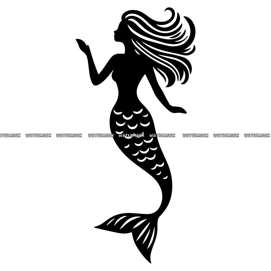 Mermaid SVG, Mermaid DXF, Mermaid PNG, Mermaid Cut File, Mermaid ...