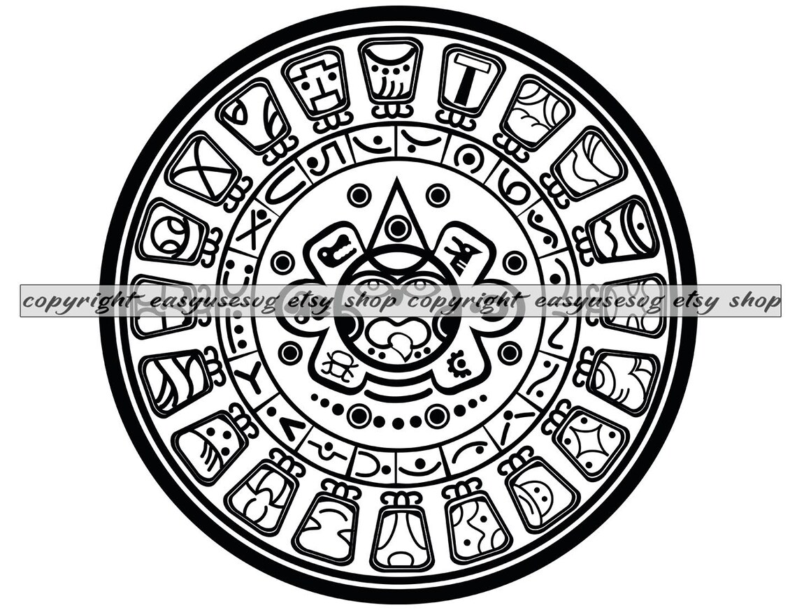 Mayan Calendar SVG, Mayan Calendar DXF, Mayan Calendar PNG, Mayan ...