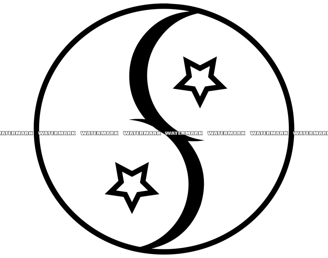 Yin Yang Stars SVG Cut File DXF PNG Clipart Silhouette - Etsy