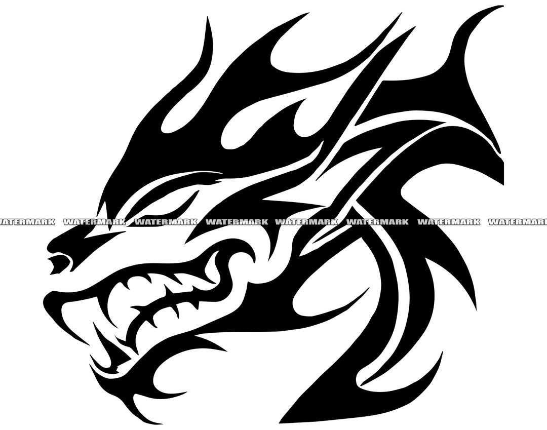 Tribal Dragon Head SVG 3 Tribal Dragon Head Cut File - Etsy