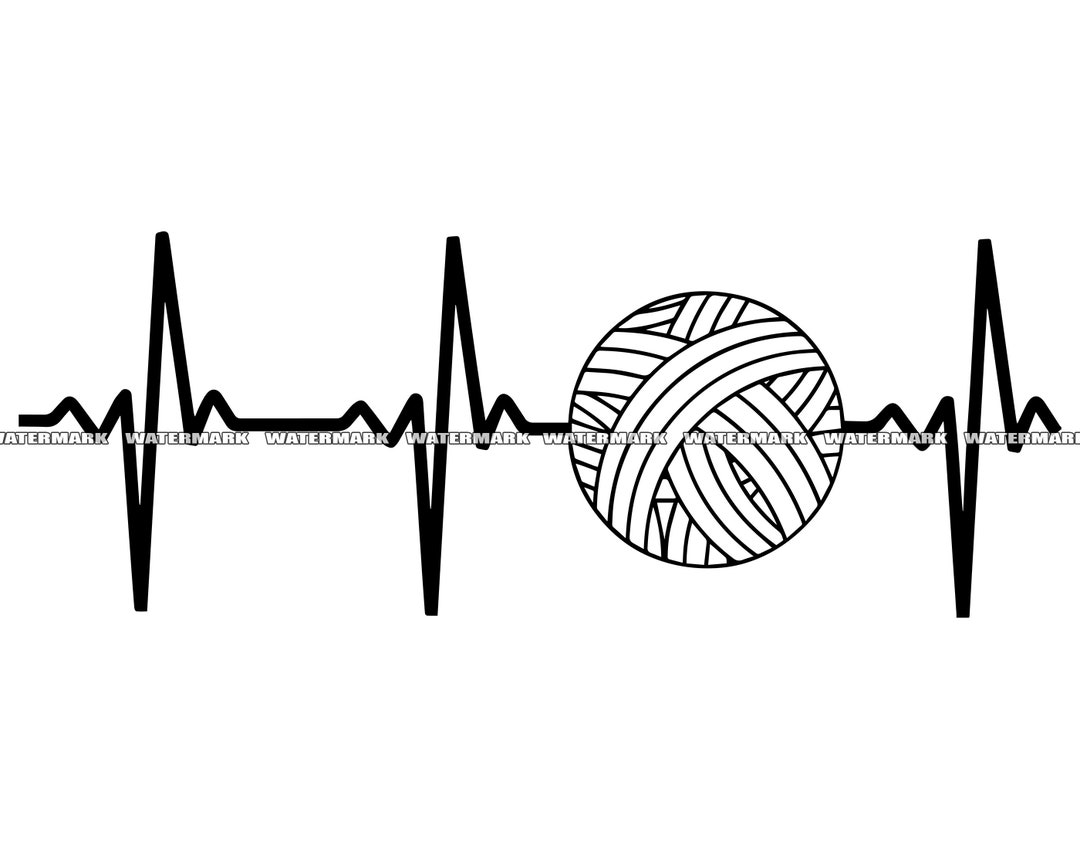 Heartbeat Ekg Yarn SVG #1 Sewing Knitting Hobby Design Cartoon Mascot ...