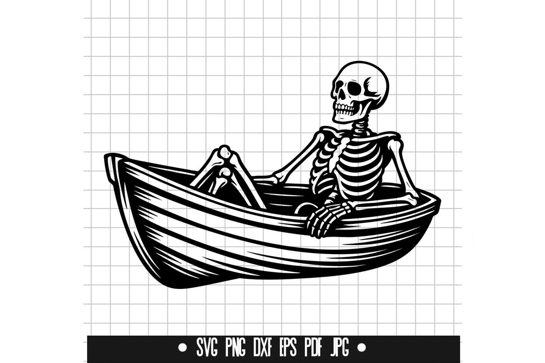 Skeleton in Boat SVG, Skeleton DXF, Skeleton PNG, Pirate Cut File ...