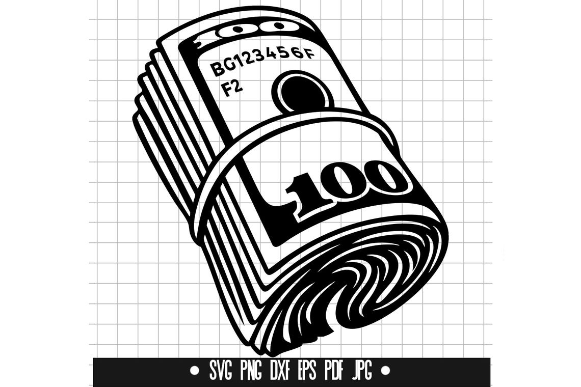 Money Roll Svg, Cash Bundle Svg, Hundred Dollar Svg, Stack Svg, Wealth ...